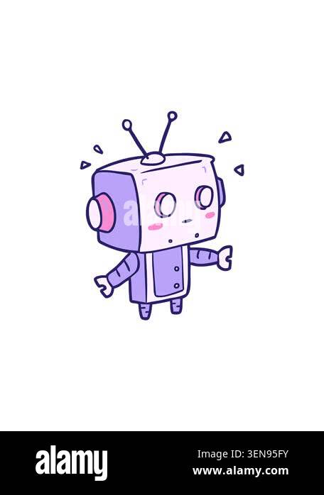 sales flash animation of cute cartoon surprised robot Stock Video ...
