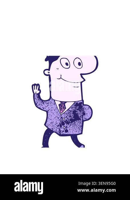 stretching up animation of cartoon businessman walking to work Stock ...