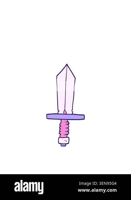 jumping motion animation of cartoon doodle of an old bronze sword Stock ...