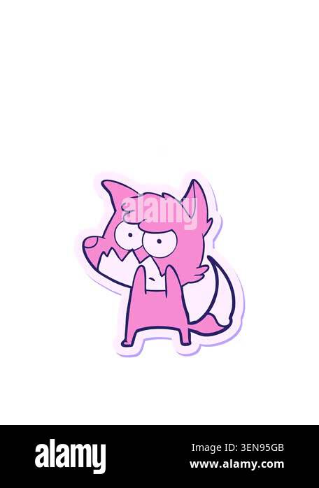 jumping motion animation of sticker of a cartoon annoyed fox Stock ...