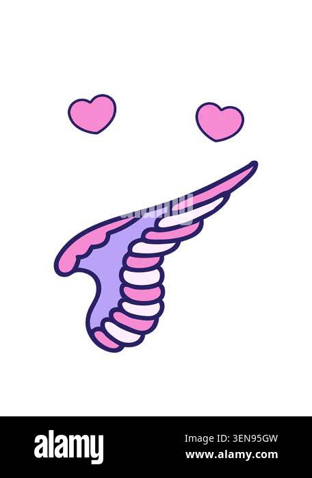 spinning hearts animation of tattoo style wing cartoon element Stock ...