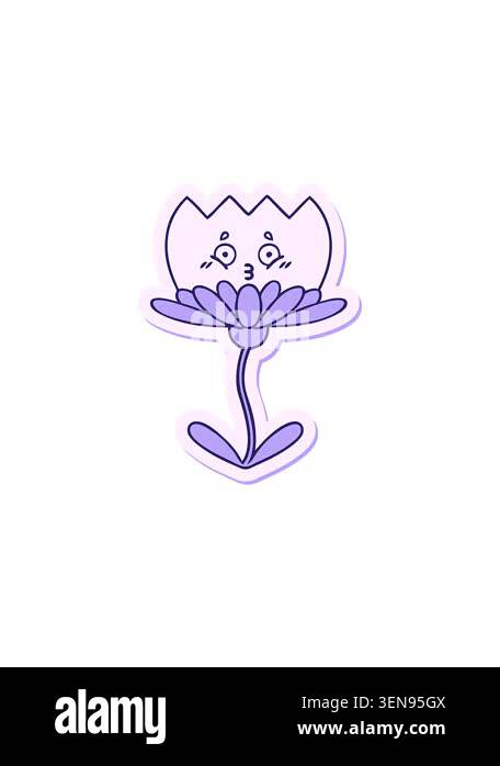 sales flash animation of sticker of a cute cartoon flower Stock Video ...