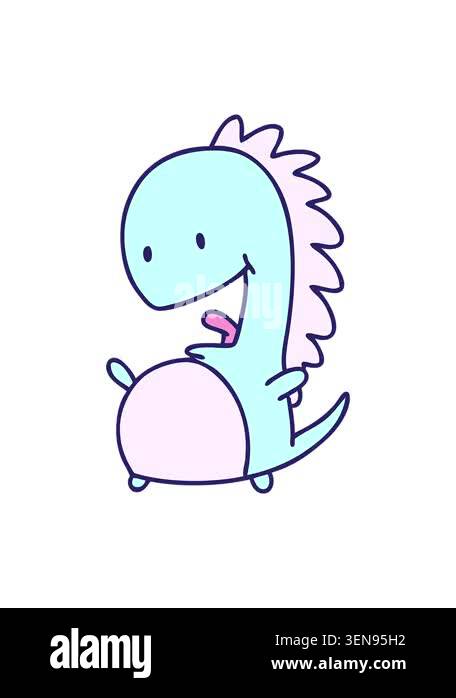 spinning motion animation of cartoon of a happy dinosaur Stock Video ...