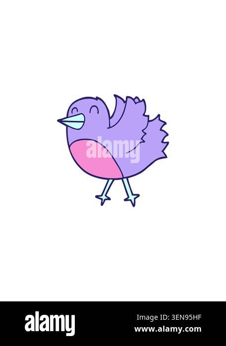splitting effect animation of cartoon fun bright bird Stock Video ...