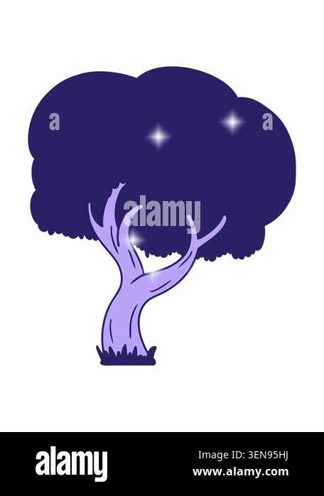 glitter effect animation of hand drawn cartoon doodle of a summer tree ...