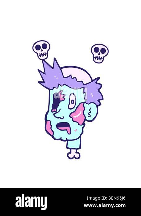 spinning skulls animation of cartoon zombie head Stock Video Footage ...