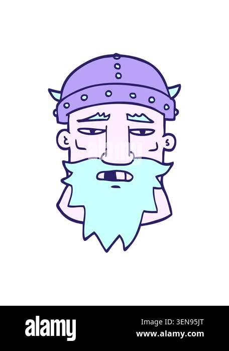 bobbing motion animation of cartoon doodle viking face Stock Video ...