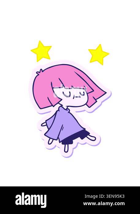 spinning stars animation of freehand drawn sticker cartoon of cute ...