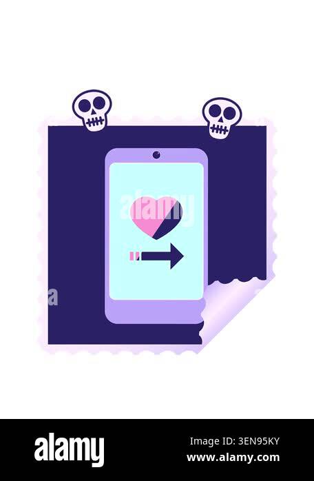 spinning skulls animation of dating app on cell phone graphic square ...