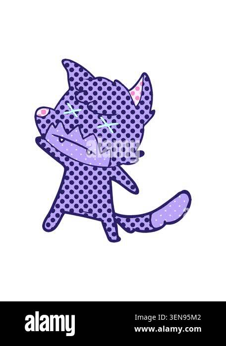 shine light effect animation of cartoon cross eyed fox design Stock ...