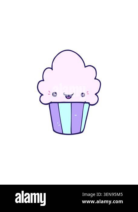 splitting effect animation of cartoon cupcake with face Stock Video ...