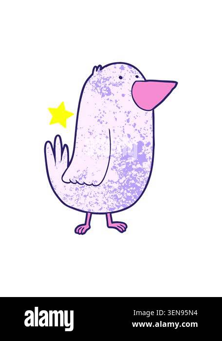 twinkling stars effect animation of cartoon of hand drawn bird Stock ...