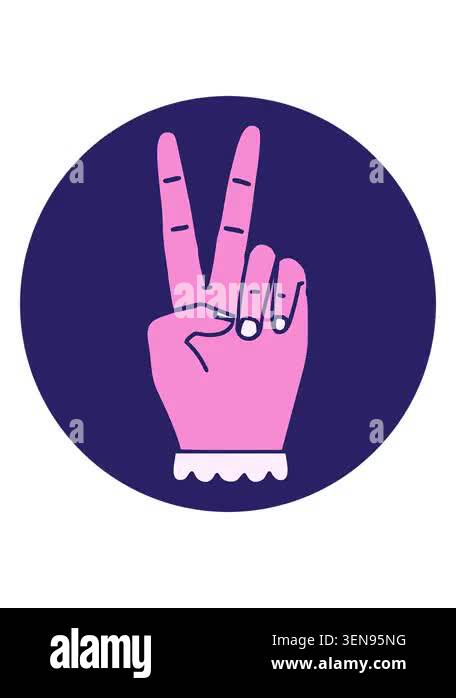 shivering motion animation of icon of peace symbol two finger hand ...