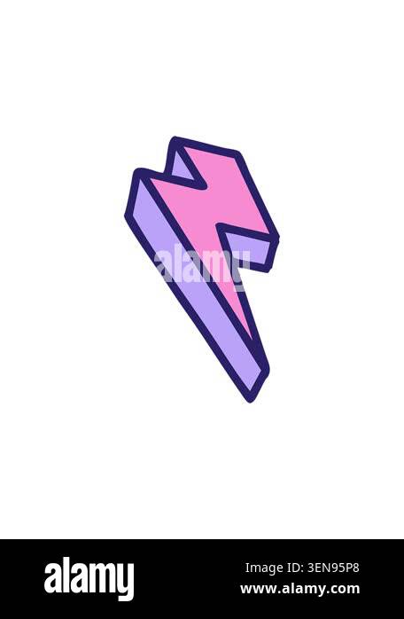 popping motion animation of iconic tattoo style image of lighting bolt ...