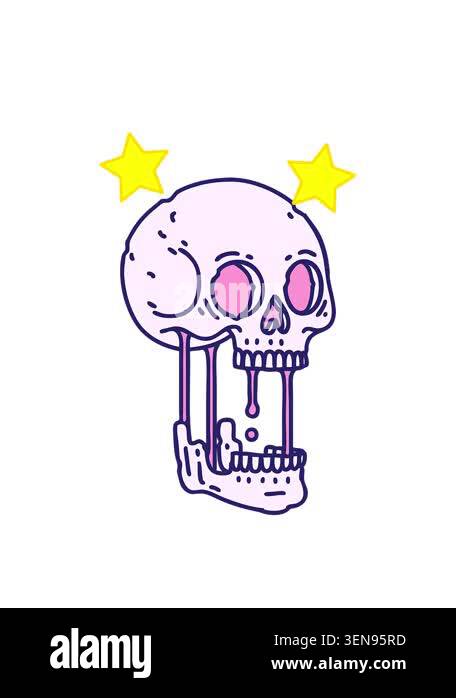 spinning stars animation of iconic tattoo style image of a skull design ...