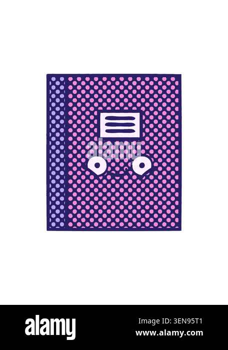 spinning motion animation of comic book style cartoon of a notebook ...