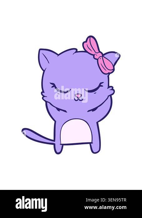 bobbing motion animation of cute cartoon cat with bow Stock Video ...