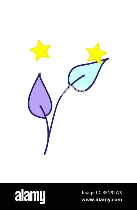 spinning stars animation of flat color retro cartoon of a leaves Stock ...