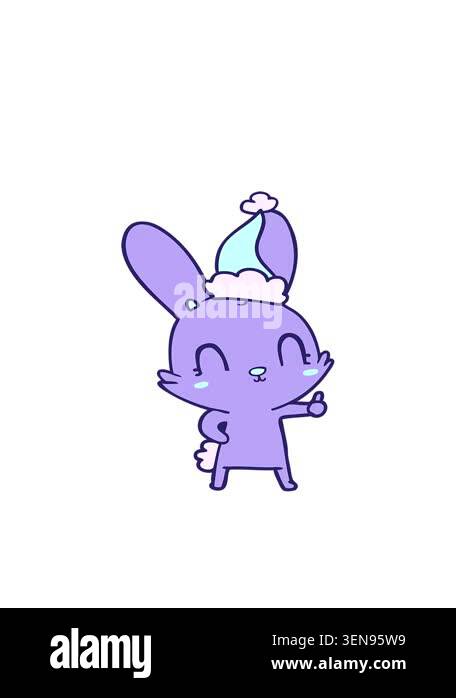bobbing motion animation of cute hand drawn line drawing of a rabbit ...