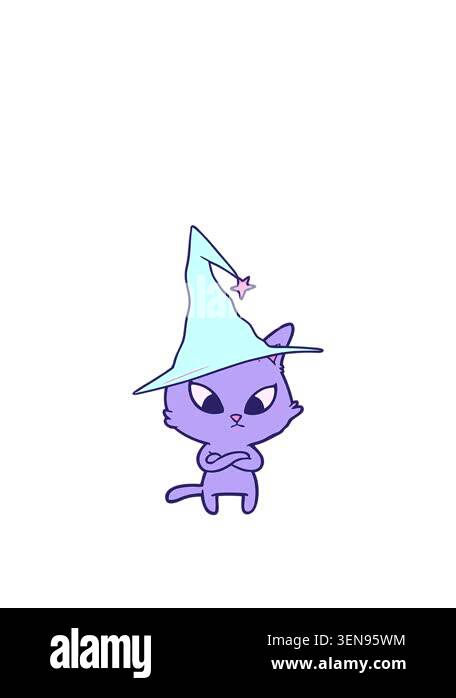 stretching up animation of halloween cartoon cat Stock Video Footage ...