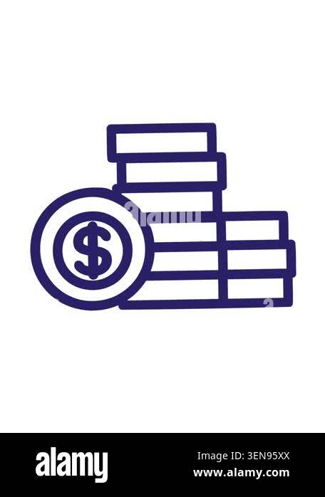Vertical video showing animated graphic of stacked coins with a dollar ...