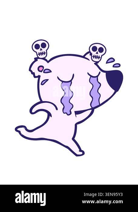 spinning skulls animation of sad little polar bear cartoon Stock Video ...