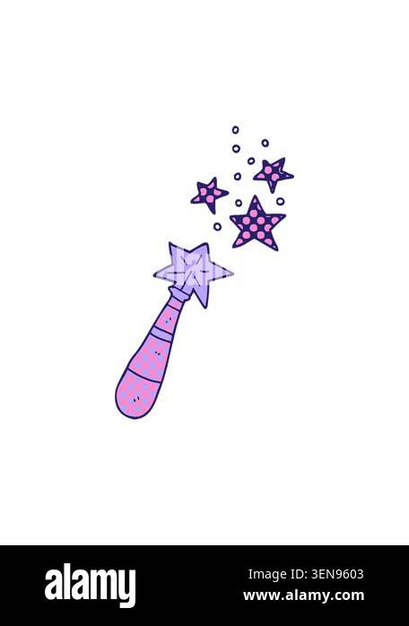 attention grabbing animation of cartoon doodle magic wand Stock Video ...