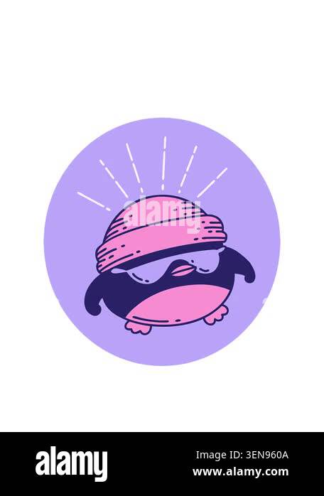 stretching up animation of icon of a tattoo style cool robin Stock ...