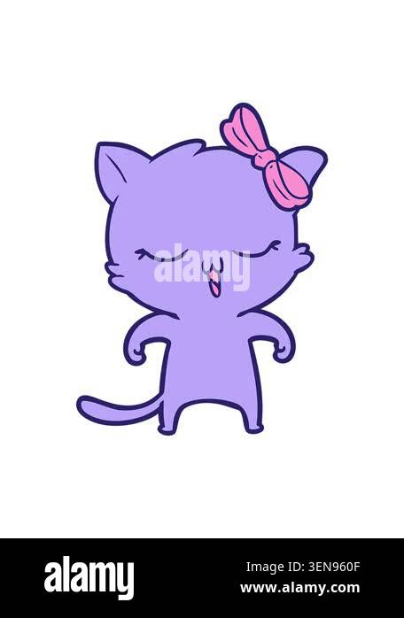 jiggle motion animation of cartoon cat with bow on head Stock Video ...
