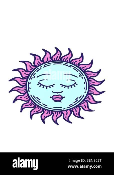 bobbing motion animation of tattoo in traditional style of medieval sun ...