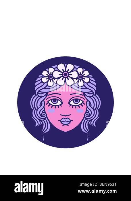stretching up animation of tattoo style drawing of face with crown of ...