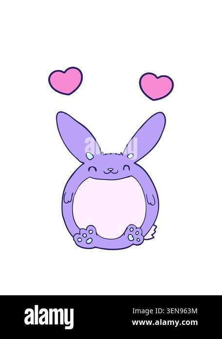 spinning hearts animation of hand drawn rabbit Stock Video Footage - Alamy