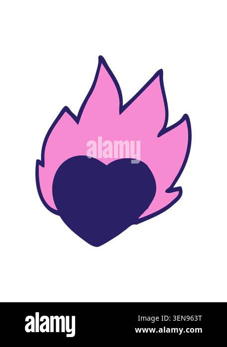 bobbing motion animation of cartoon doodle of flaming heart Stock Video ...