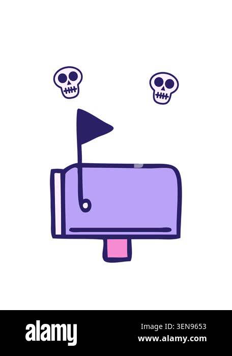 spinning skulls animation of cute cartoon of a mail box Stock Video ...
