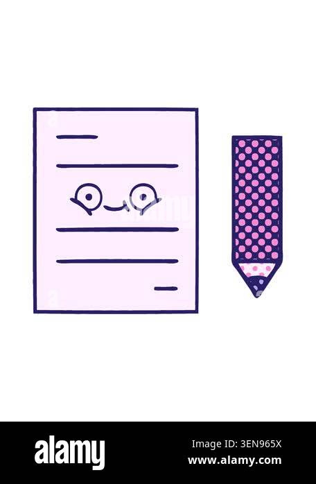 jiggle and pause animation of comic book style cartoon of a test paper ...