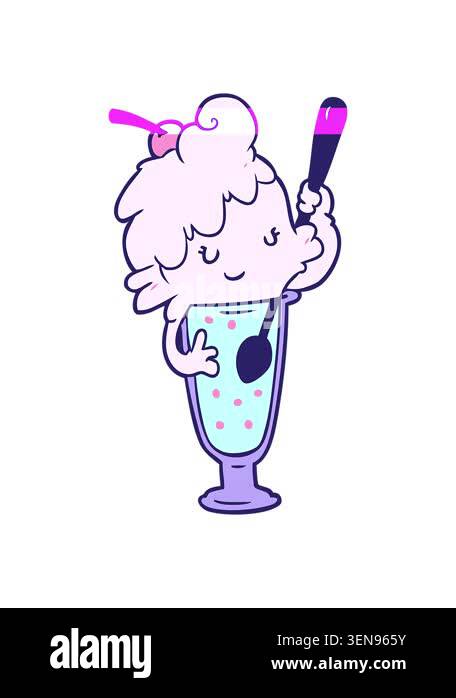 power up animation of cartoon ice cream soda girl Stock Video Footage ...