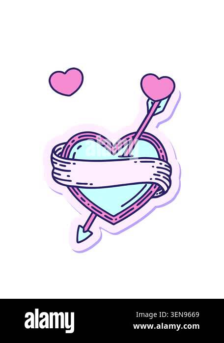 spinning hearts animation of sticker of tattoo in traditional style of ...