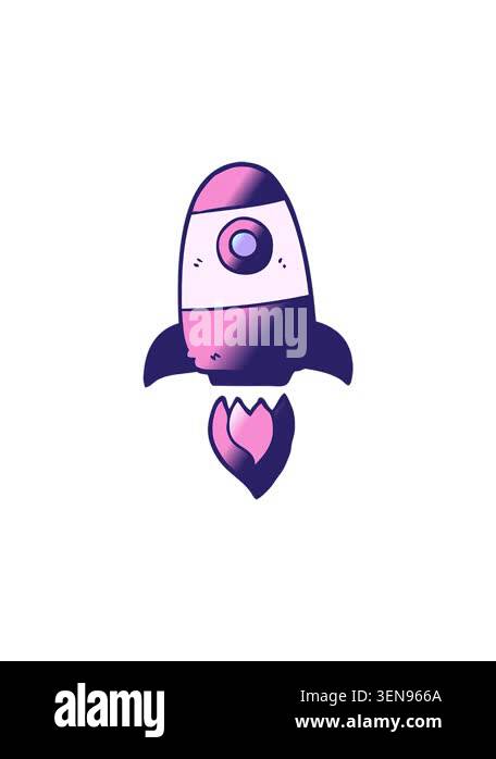 spinning motion animation of drawing of a space rocket Stock Video ...