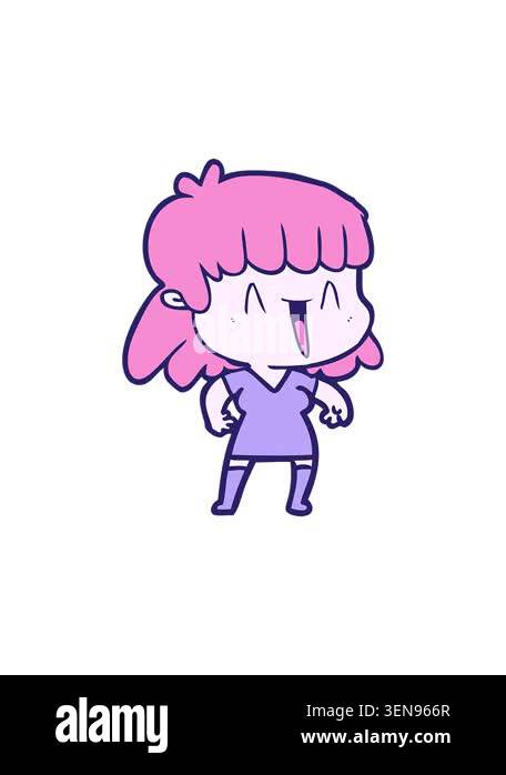 attention grabbing animation of neon color palette cartoon woman Stock ...