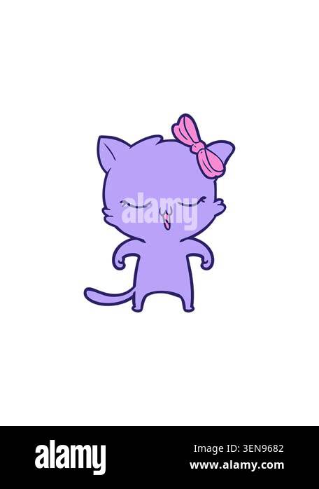 splitting effect animation of cartoon cat with bow on head Stock Video ...