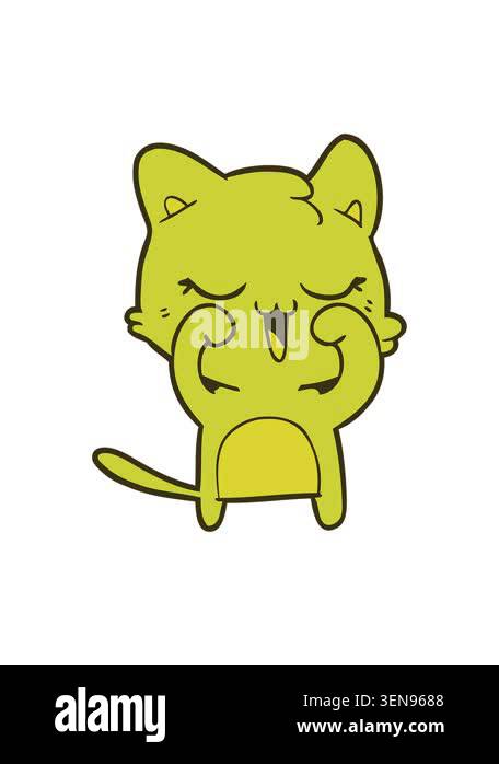 Vertical video showing animated cartoon cat with changing colors ...