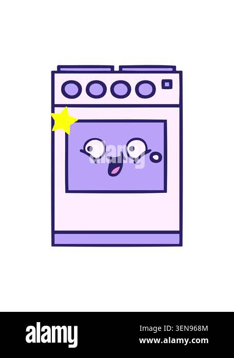 twinkling stars effect animation of cute cartoon of a kitchen oven ...