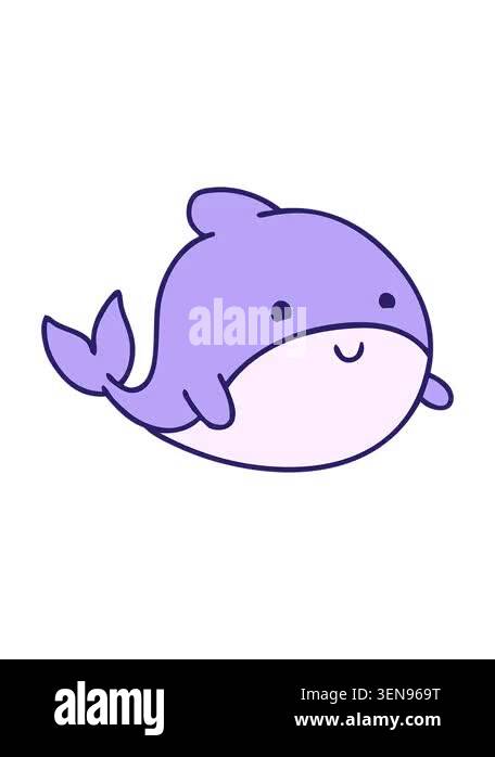 shivering motion animation of cartoon of a happy whale Stock Video ...