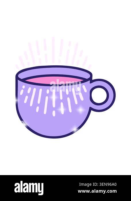 glitter effect animation of tattoo retro style image of cup of coffee ...