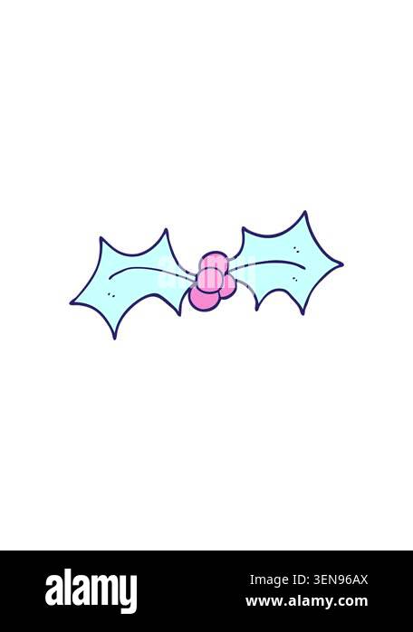 popping motion animation of cartoon doodle xmas holly Stock Video ...