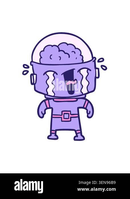 jiggle motion animation of cartoon of a crying robot Stock Video ...