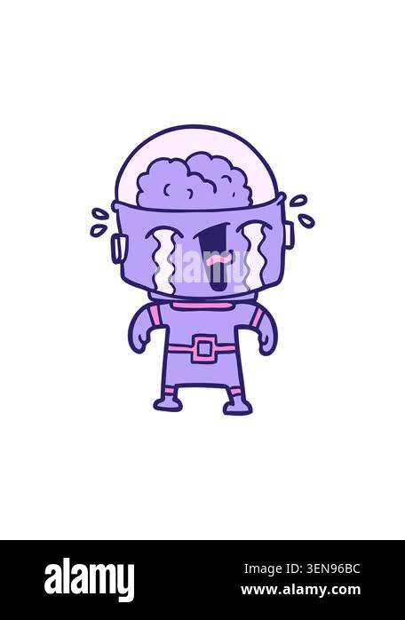 attention grabbing animation of cartoon of a crying robot Stock Video ...
