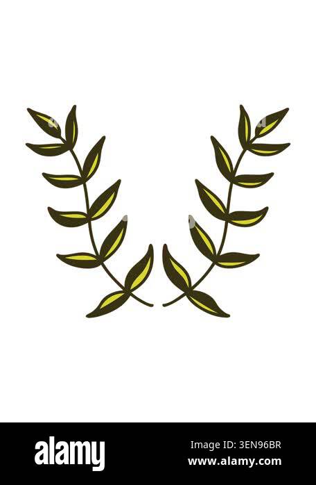 changing color animation of tattoo in traditional style of a laurel ...