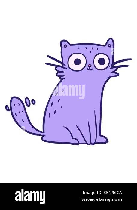 shivering motion animation of cartoon staring cat Stock Video Footage ...