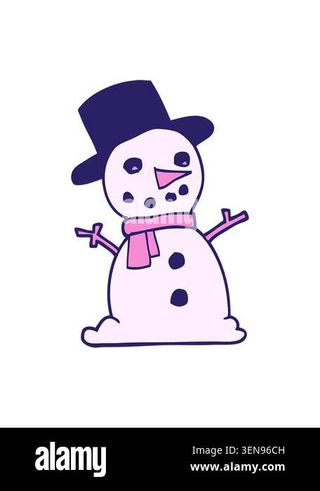 bob and pause animation of cartoon doodle trad snowman Stock Video ...